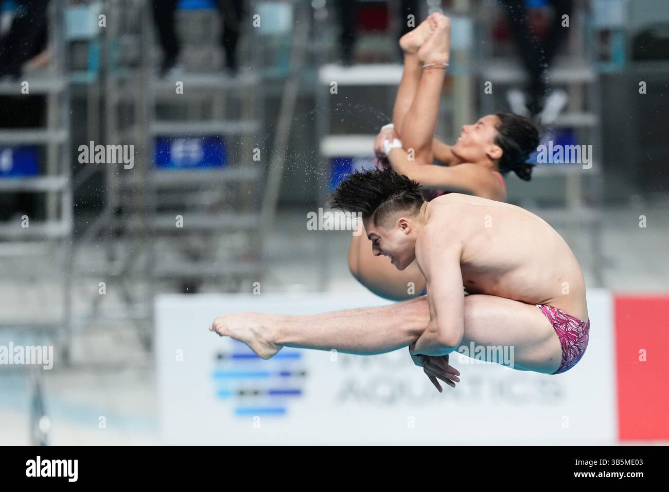 Beijing, China. 2nd May, 2025. Mexico's Osmar Olvera Ibarra (front)/Alejandra Estudillo Torres ...