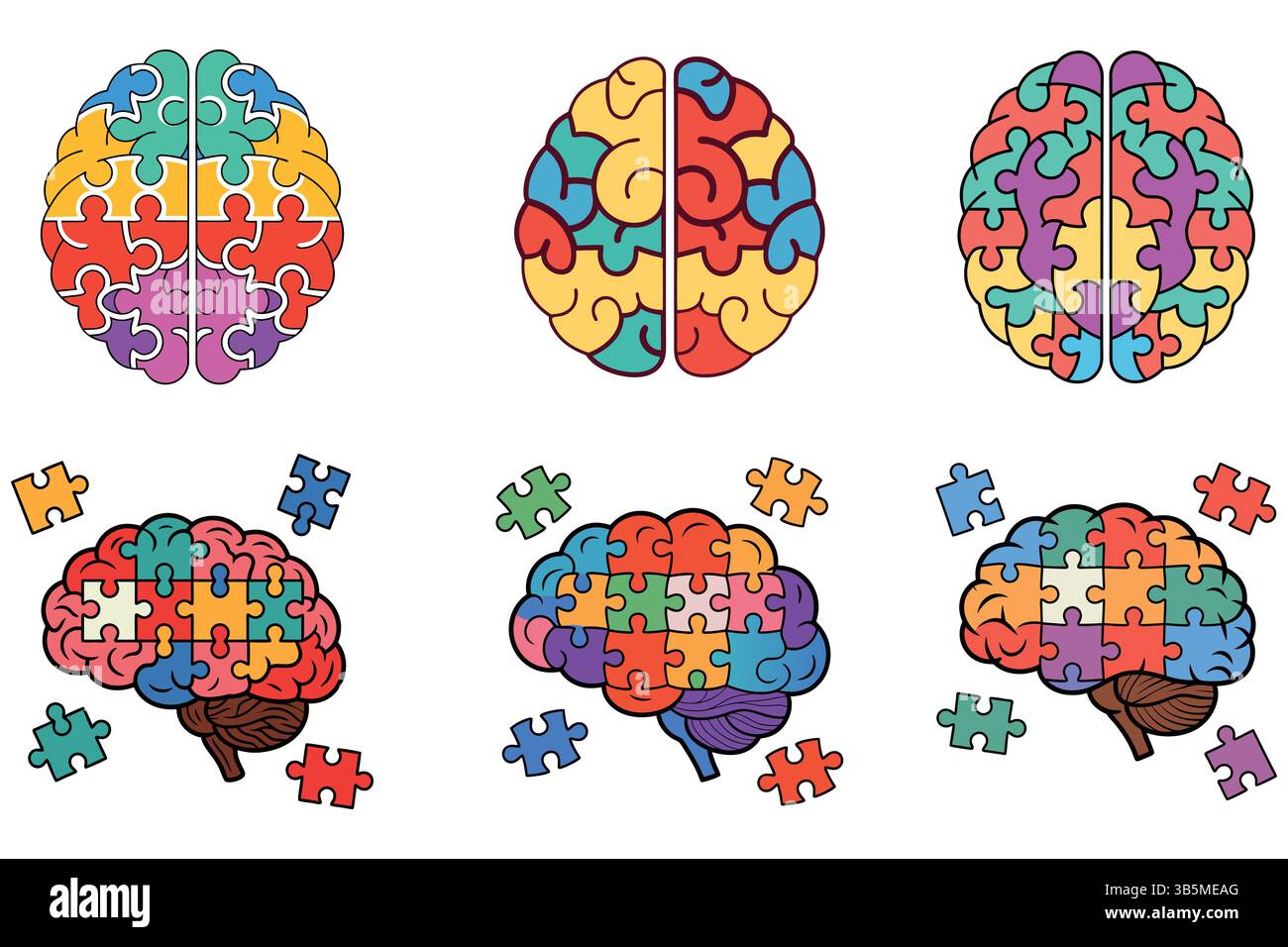 Colorful Brain Puzzle Representing Diverse Minds Stock Vector Image ...