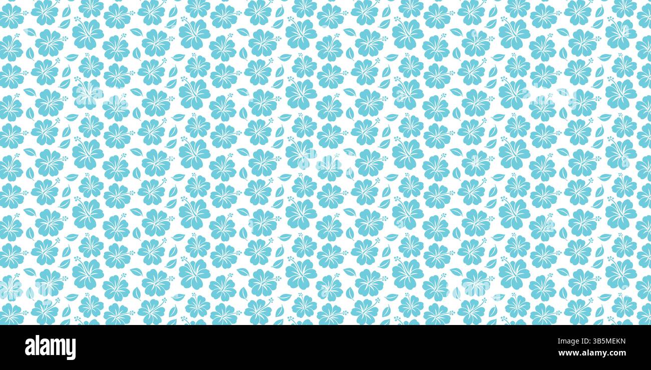 Vibrant Light Blue Hibiscus Pattern on White Background Stock Vector ...