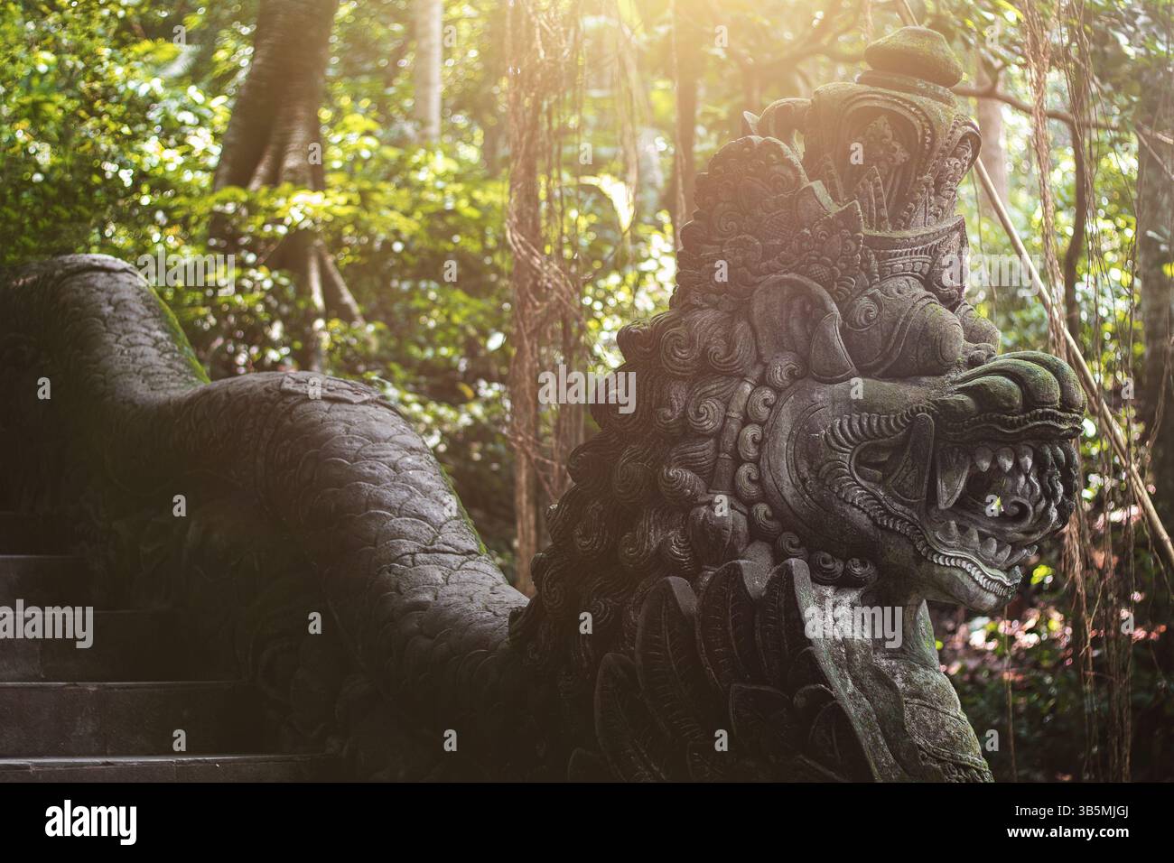 An Intricate and Detailed Stone Guardian Statue Located in a Lush ...