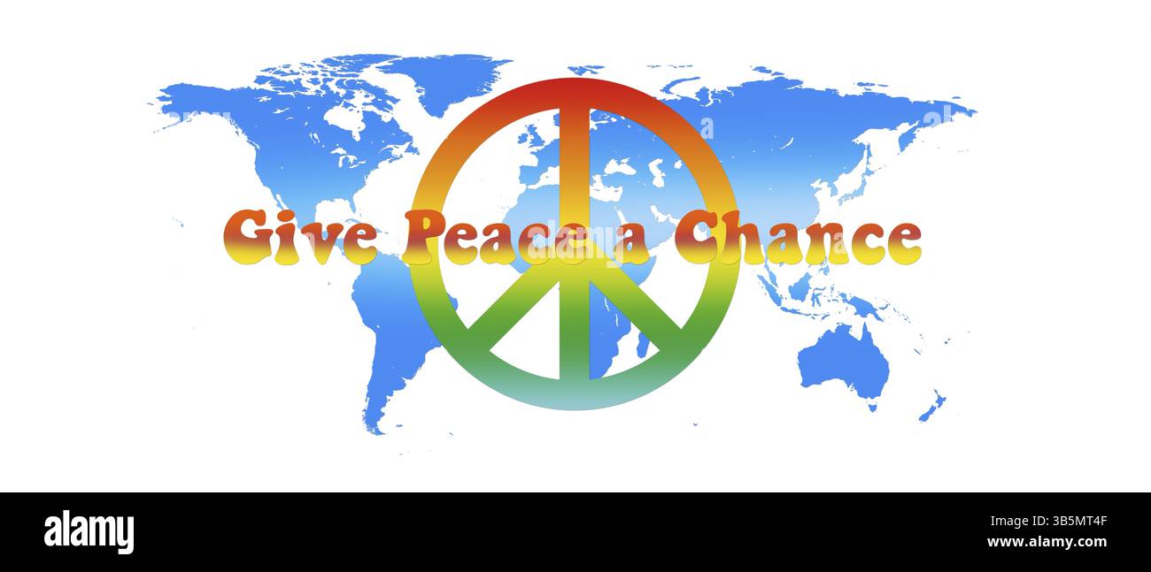 World Map Peace Colors With Text Isolated on White Background 3D ...