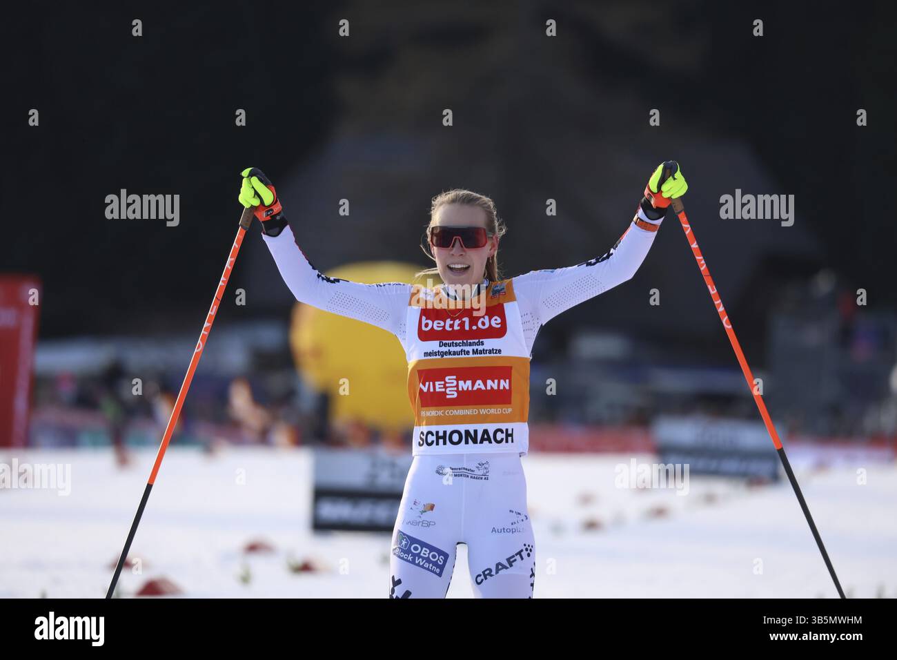 Ida Marie Hagen Norway celebrates her victory at the finish of the FIS ...