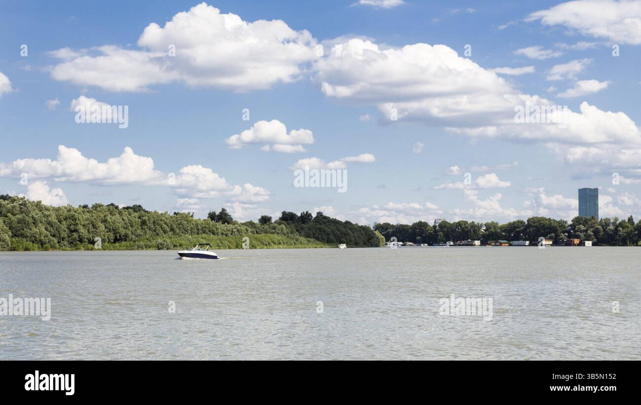 River Danube in Belgrade Serbia with Amazing Clouds in the Sky Stock ...