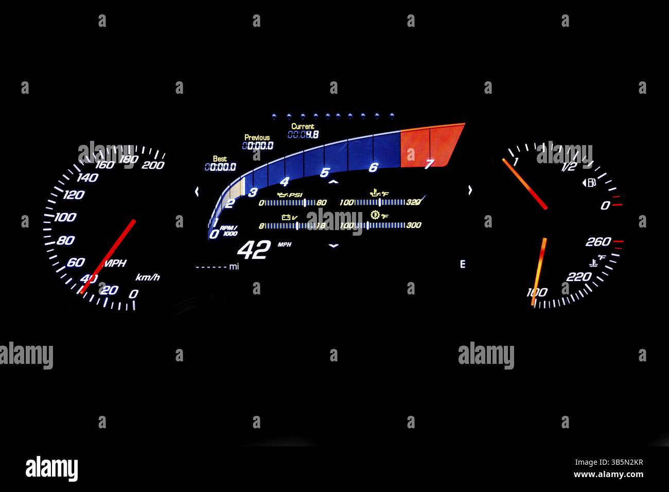 Modern light car mileage (dashboard, milage) isolated on a black ...