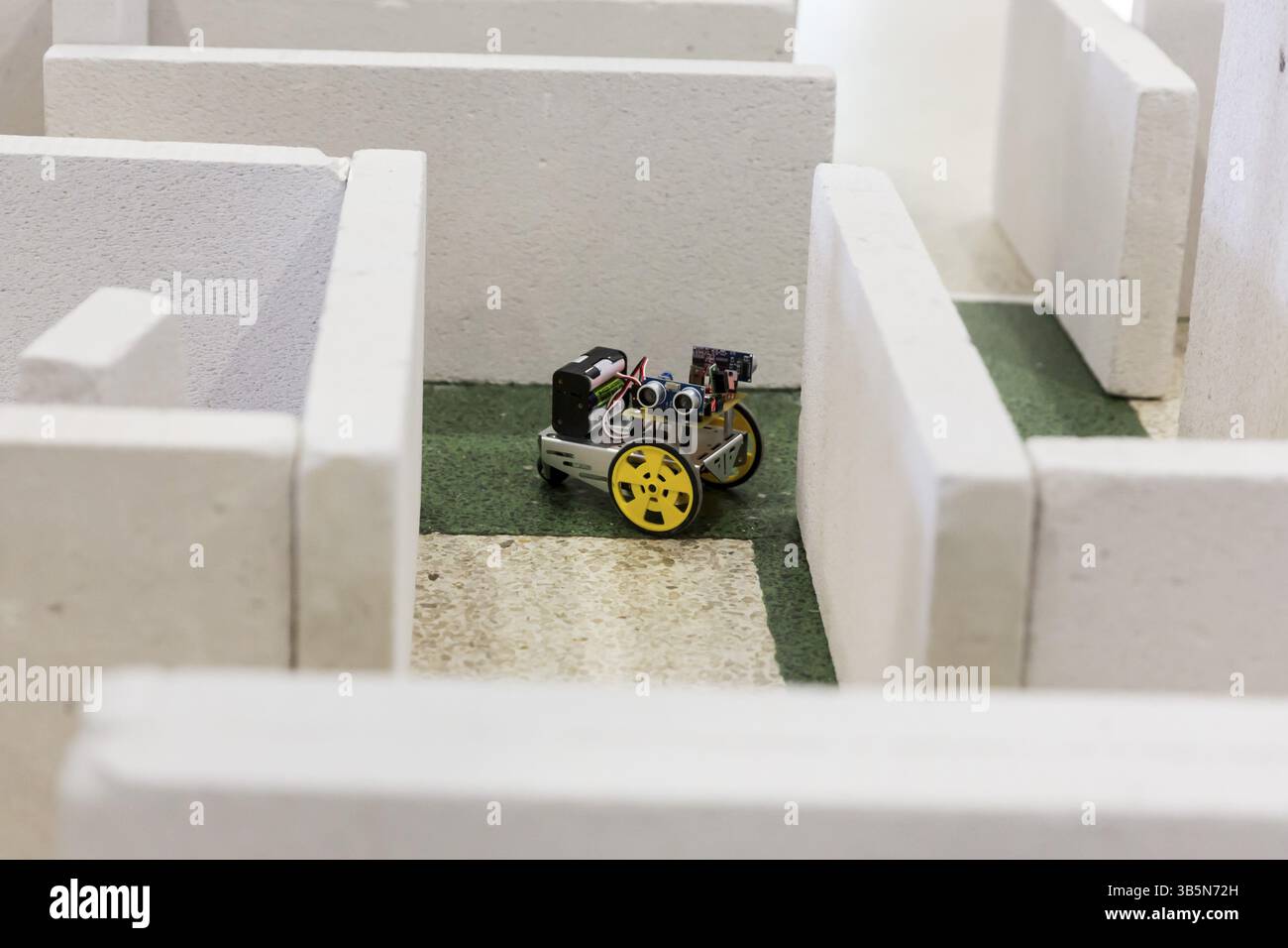 Open competition of self-made robots among school students. Robot in a ...