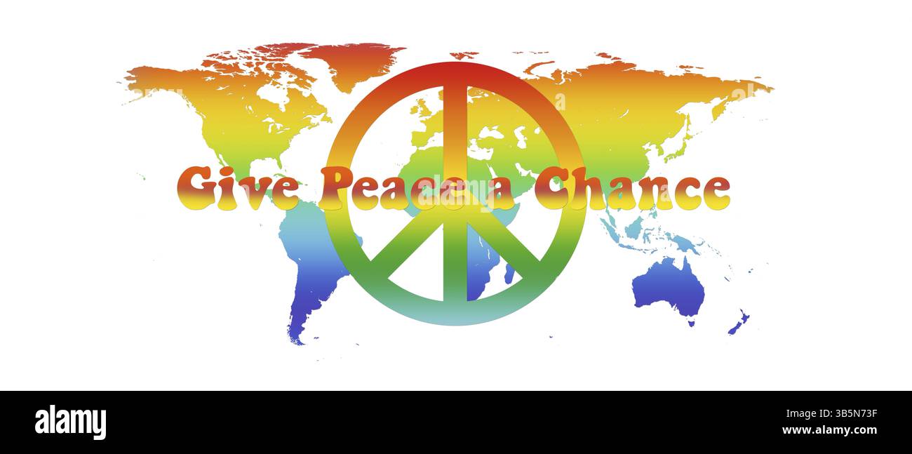 World Map in Peace Colors 3D illustration Stock Photo - Alamy