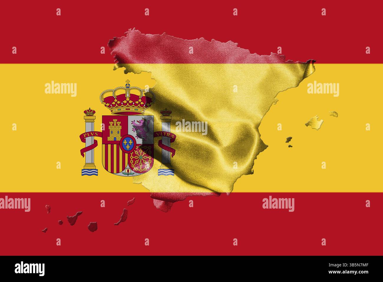 Map Of Spain With Spanish Flag On It 3D illustration Stock Photo - Alamy