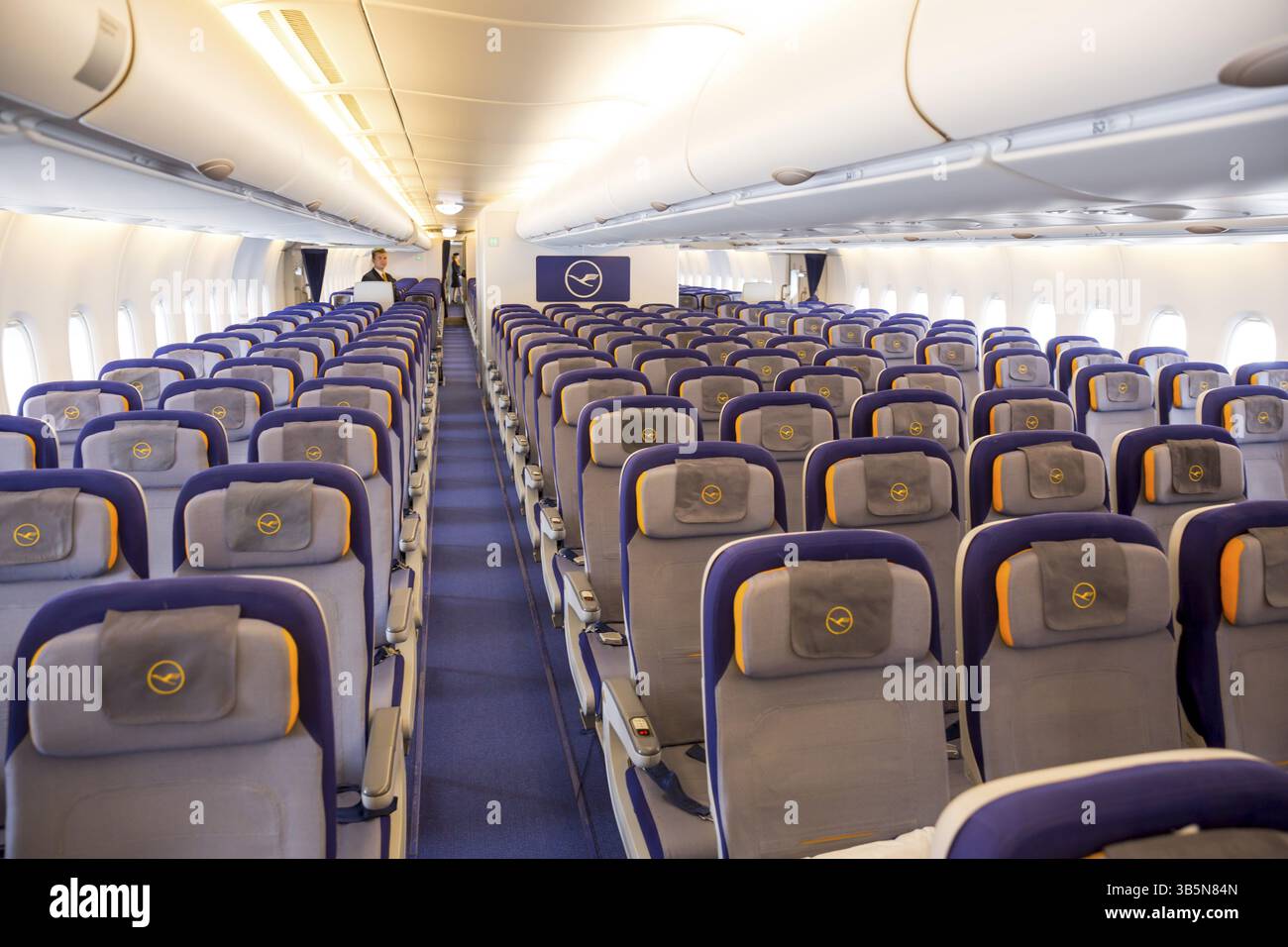 Sofia, Bulgaria - October 16, 2016: The inside of Lufthansa Airbus A380 ...