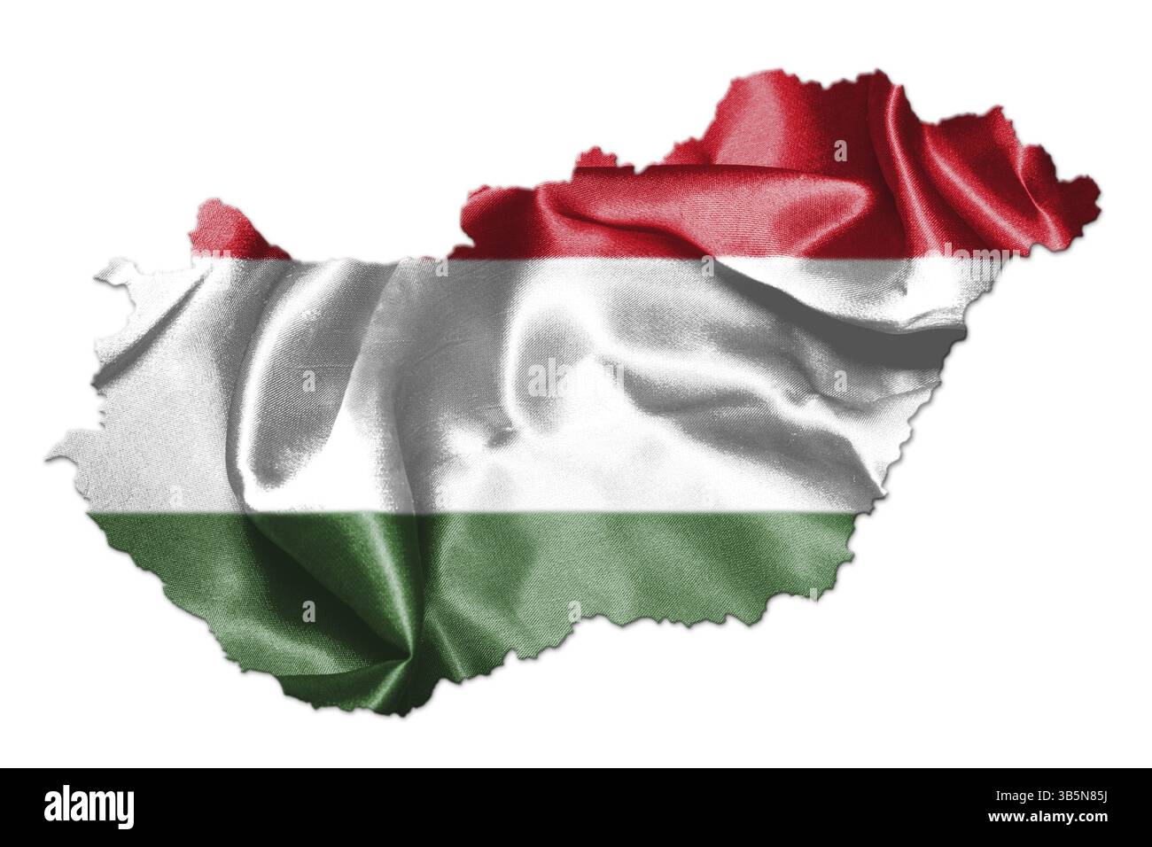 Hungarian National Flag And Map Waving in the Wind Isolated on White ...