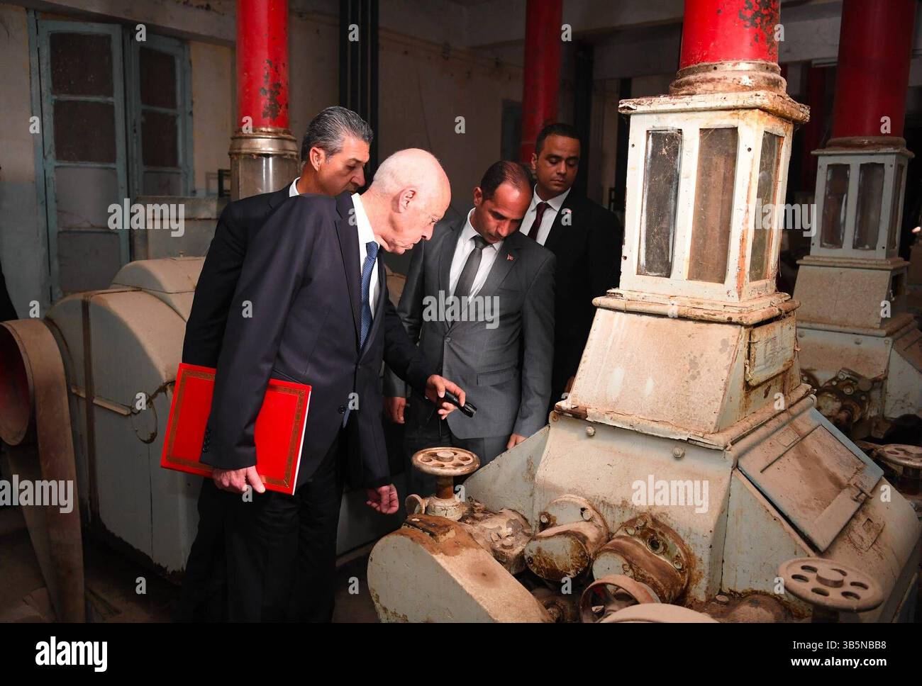 Tunisian President Kais Saied visits the famous mill known as the Abba ...