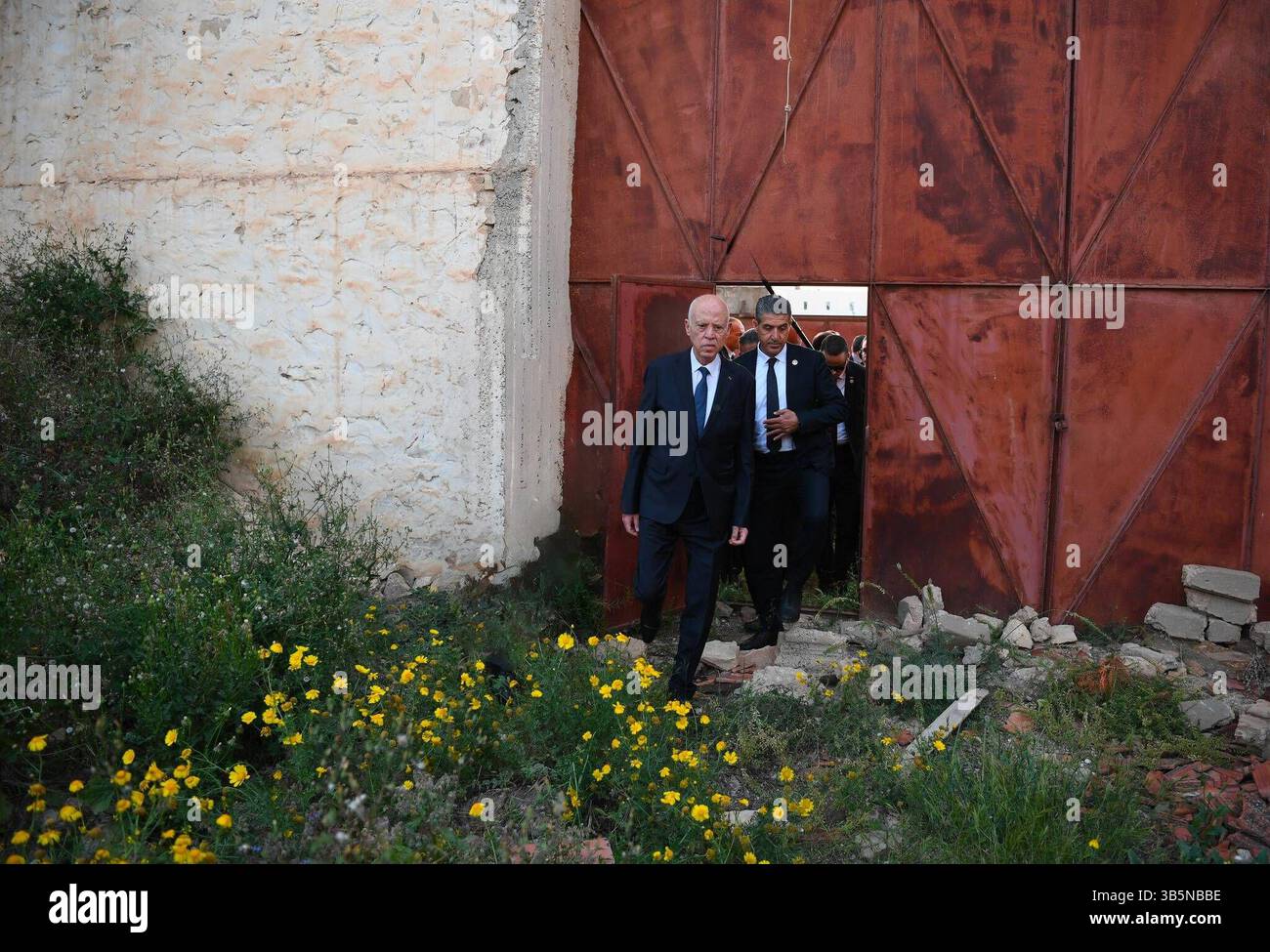 Tunisian President Kais Saied visits the famous mill known as the Abba ...