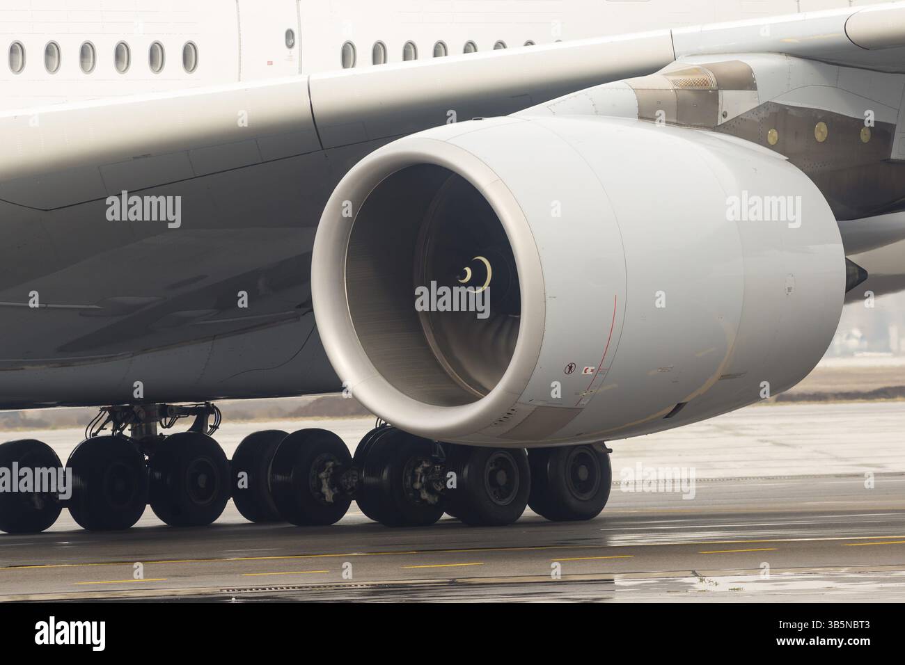 Airbus A380 airplane's engine on a runway at an airport Stock Photo - Alamy