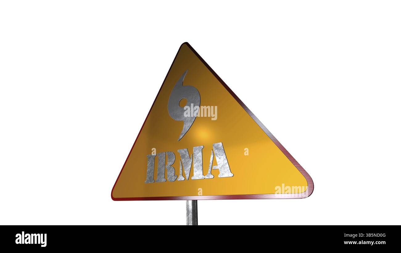Irma Hurricane Warning Road Sign Isolated On White Background 3D ...