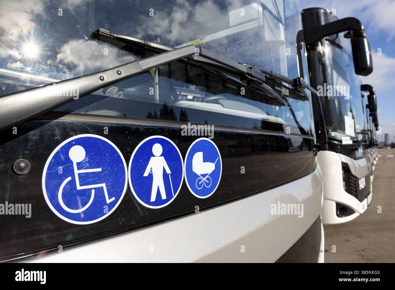 New modern busses on LPG. International Symbol of Access - Wheelchair ...