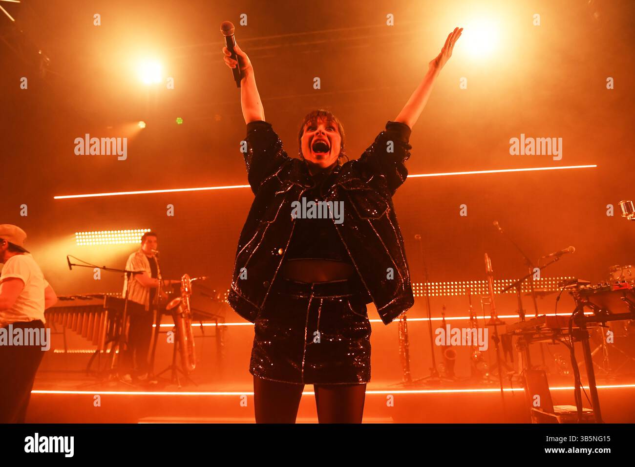 LONDON, ENGLAND - APRIL 03: Zoé Colotis of ‘Caravan Palace’ performing ...