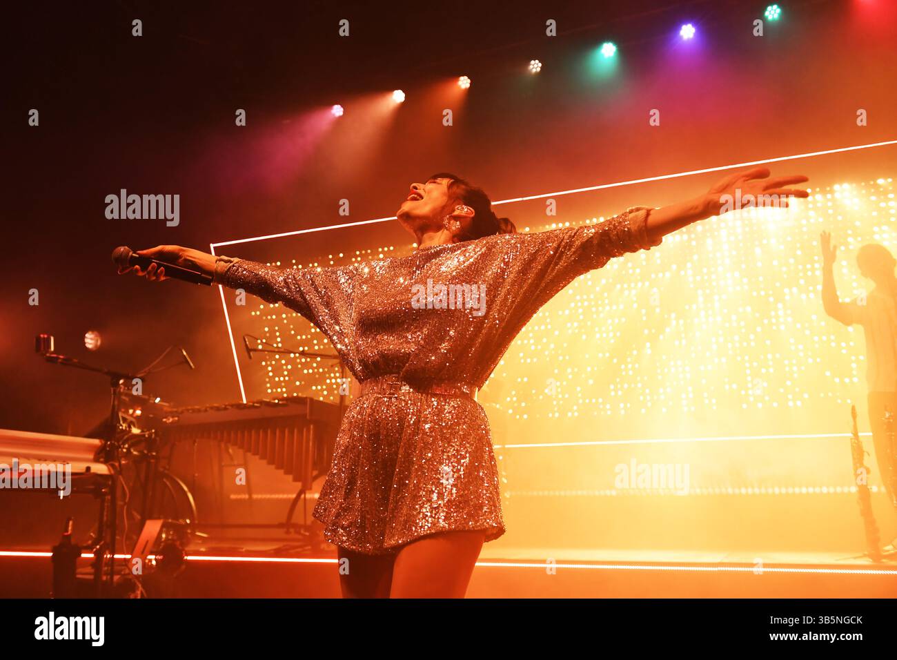 LONDON, ENGLAND - APRIL 03: Zoé Colotis of ‘Caravan Palace’ performing ...