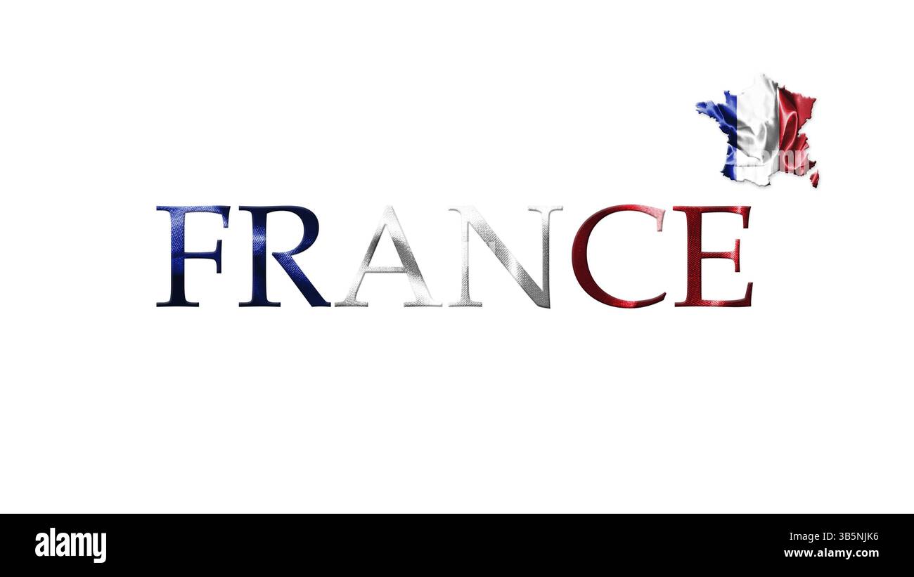 National Flag Of France Waving in the Wind With French Map And Country ...