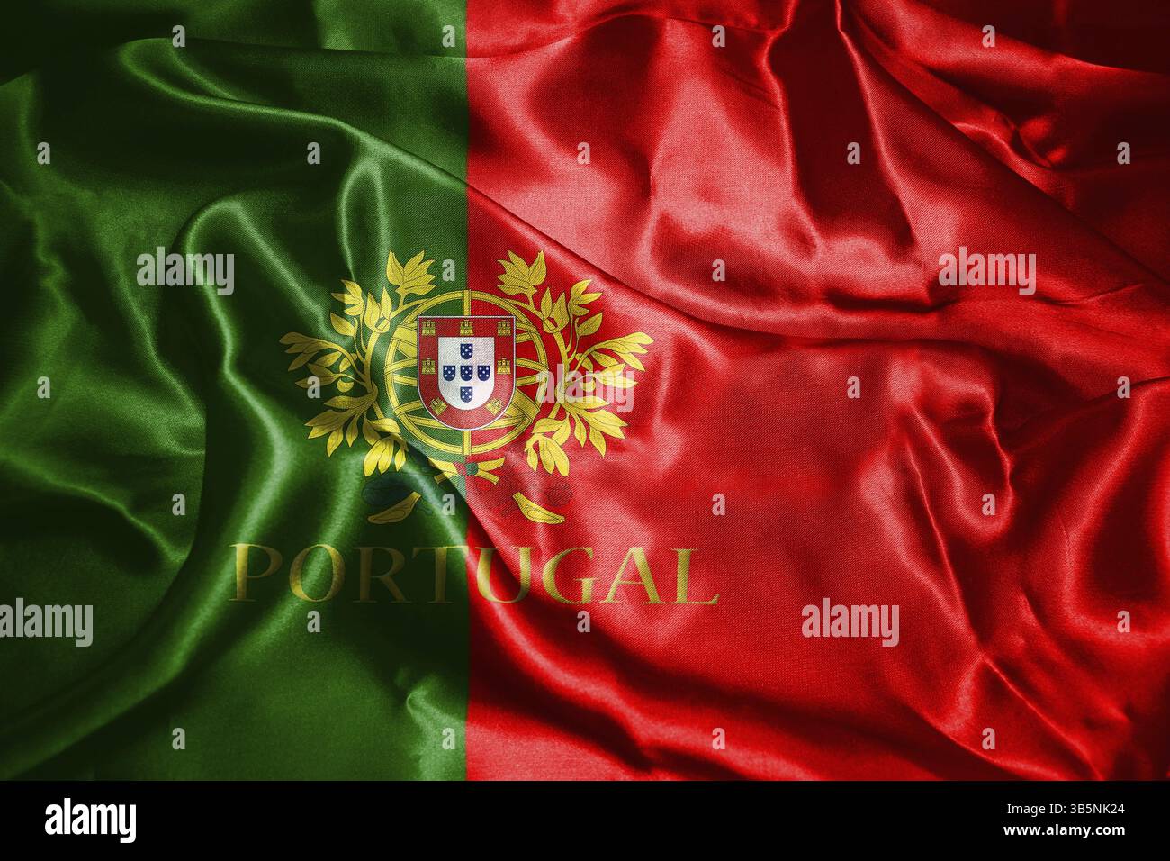 Portugal National Flag With Country Name Written On It 3D illustration ...