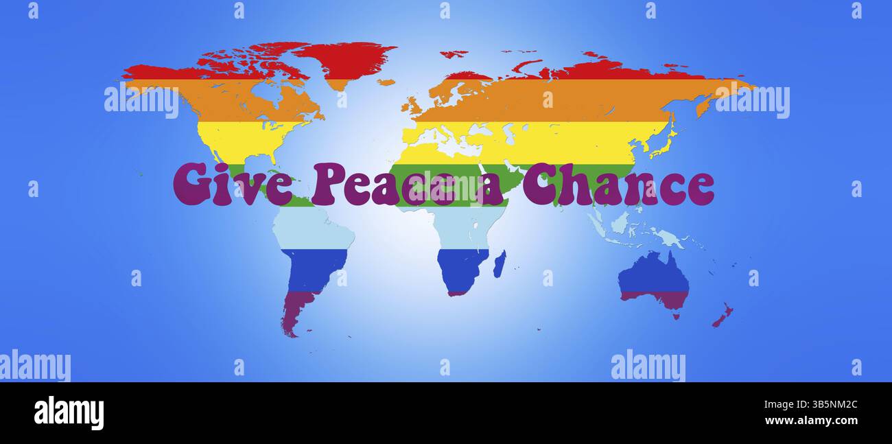 World Map in Peace Colors 3D illustration Stock Photo - Alamy