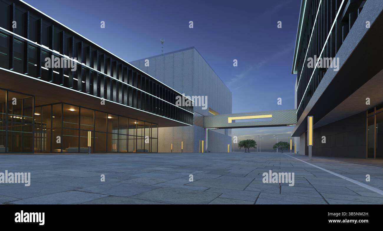 Commercial streets in the early morning. 3d rendering Stock Photo - Alamy