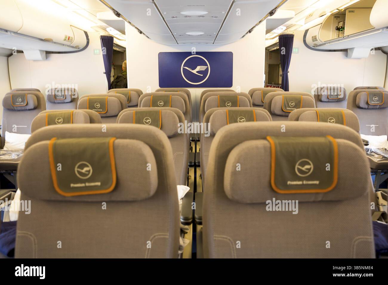 Sofia, Bulgaria - October 16, 2016: The inside of Lufthansa Airbus A380 ...