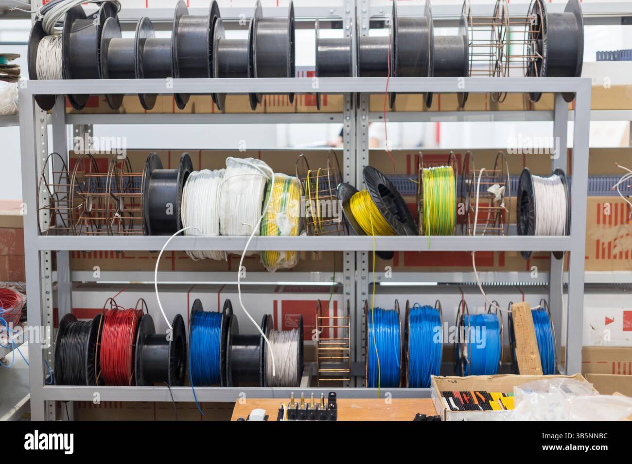 Colorful spools electrical wires construction hi-res stock photography ...