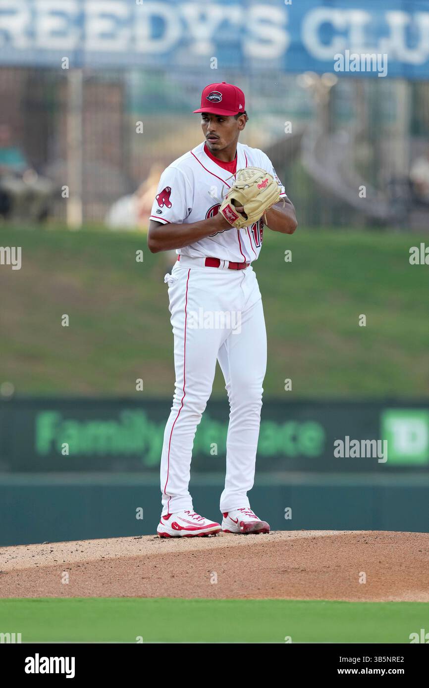 Starting pitcher Brandon Clarke (16) of the Greenville Drive delivers a ...