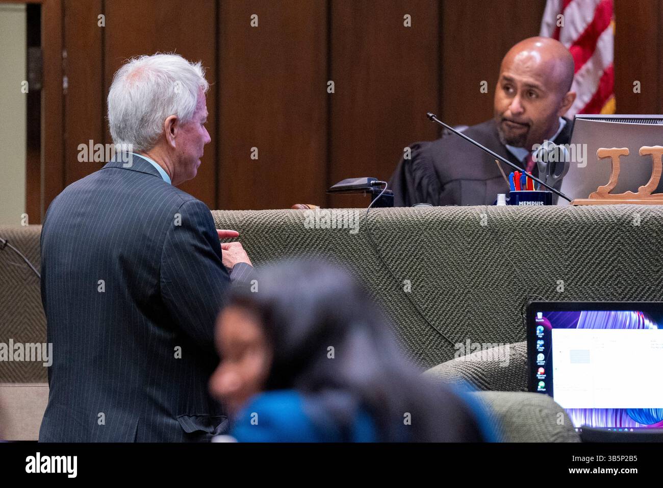 Shelby County District Attorney Steve Mulroy speaks with Judge James ...