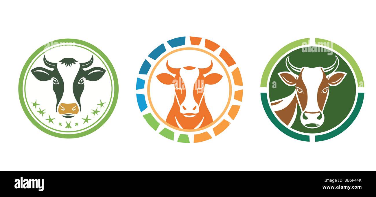 Cow circle logo Stock Vector Images - Alamy