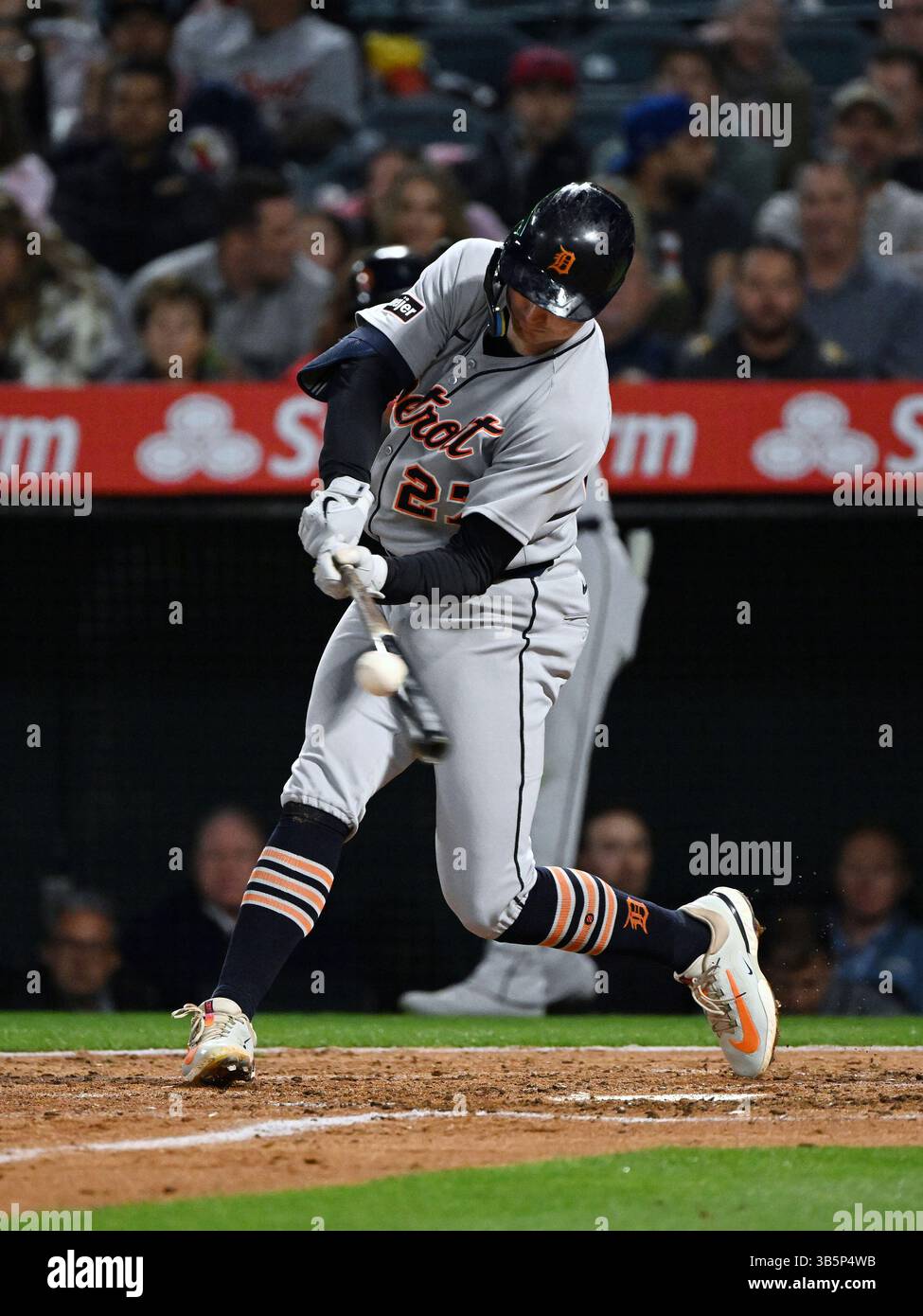 ANAHEIM, CA - MAY 01: Detroit Tigers shortstop Trey Sweeney (27) during ...