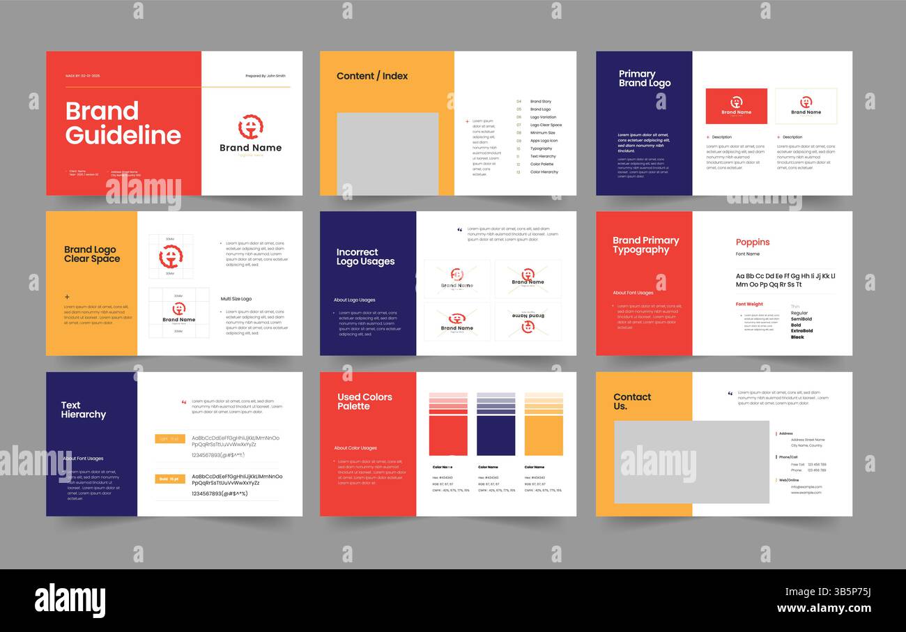 brand guideline presentation template, brand manual design, brand guide ...