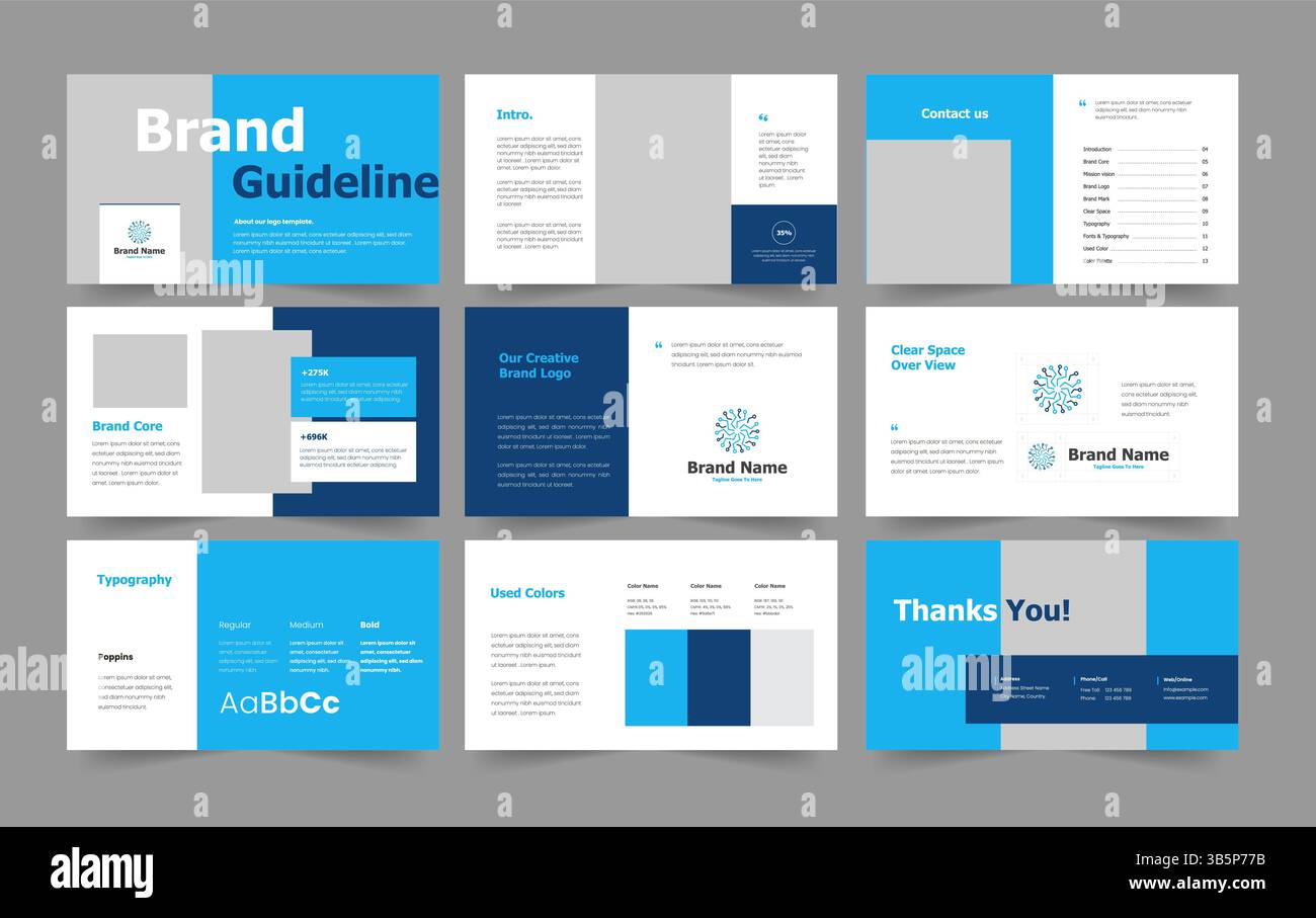 brand guideline presentation template, brand manual design, brand guideline keynote template ...