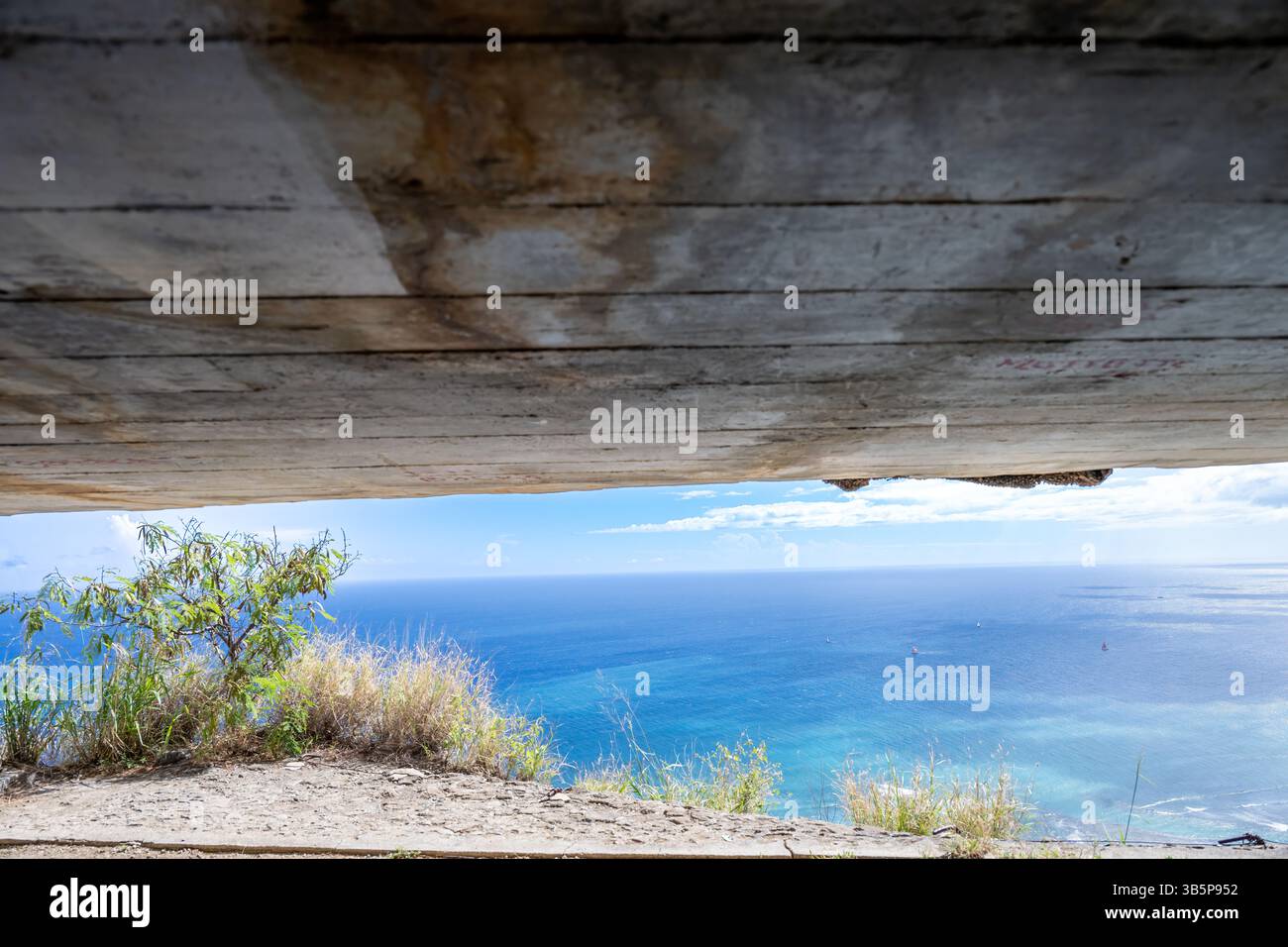 View from inside the concrete Battery 407 bunker at Diamond Head State ...