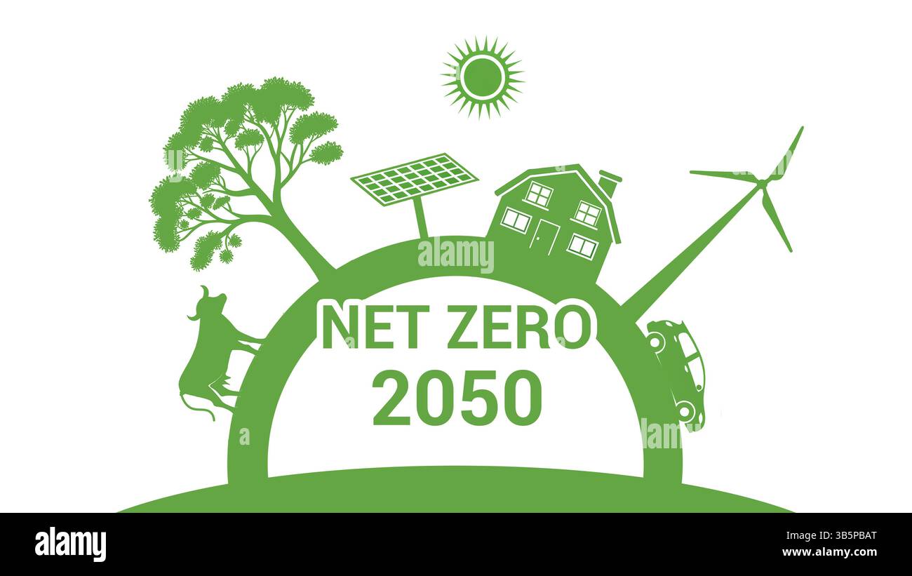 Net zero 2050 and carbon neutral concept. Net Zero text on green moss ...