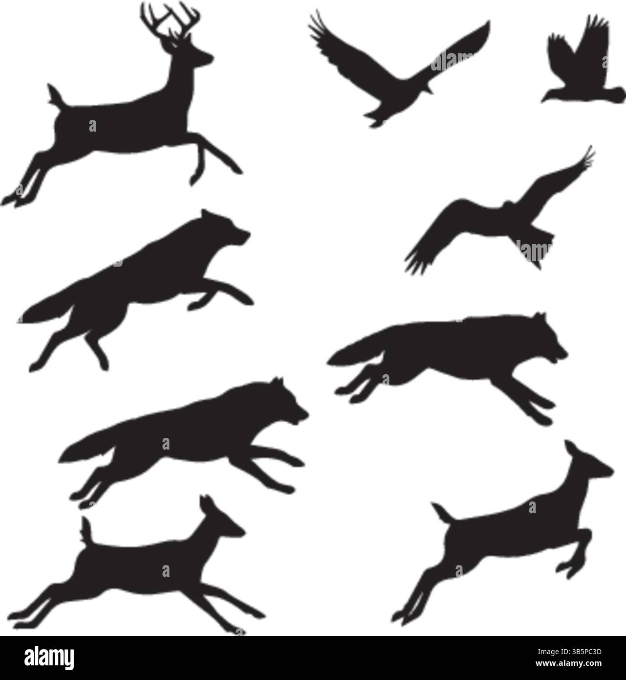 Wildlife Silhouettes: Leaping Deer, Running Wolves & Flying Birds ...