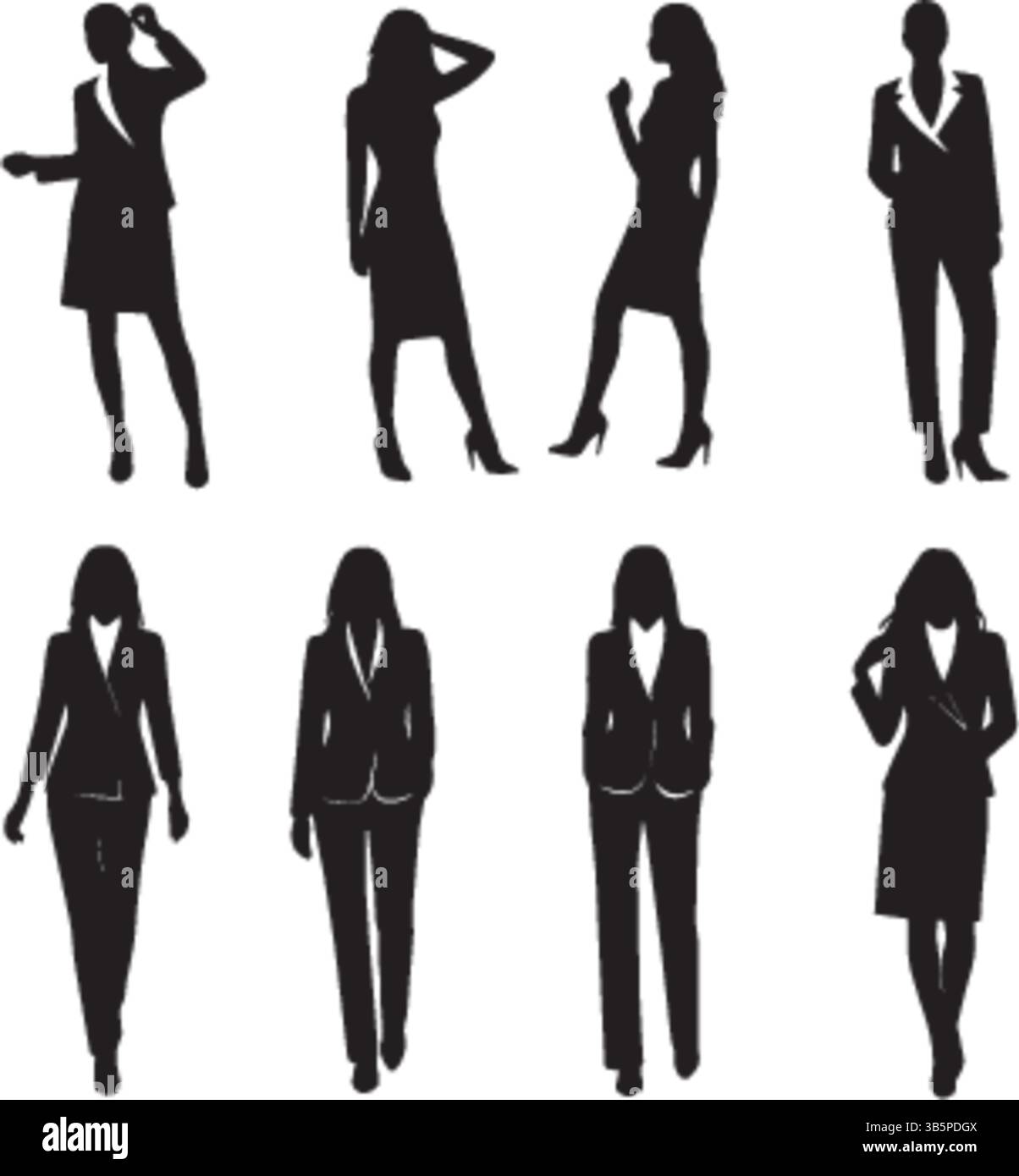 Business Silhouettes: Corporate Professionals in Various Poses - Vector ...