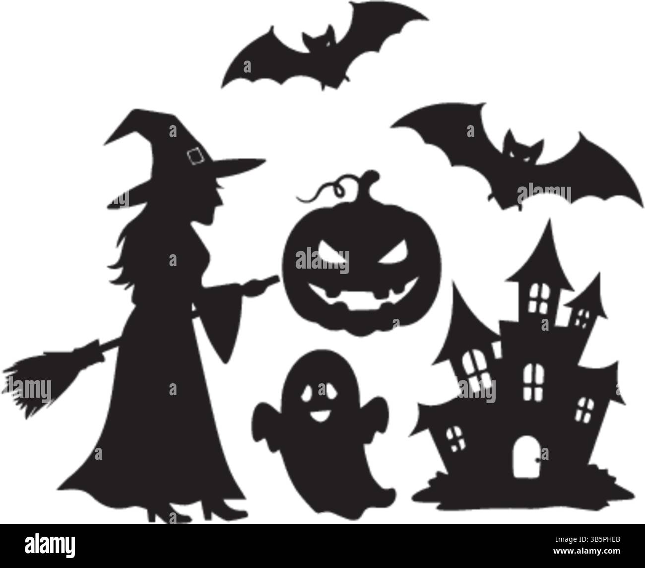 Halloween Spooktacular Silhouettes: Witch, Pumpkin, Ghost, Haunted ...