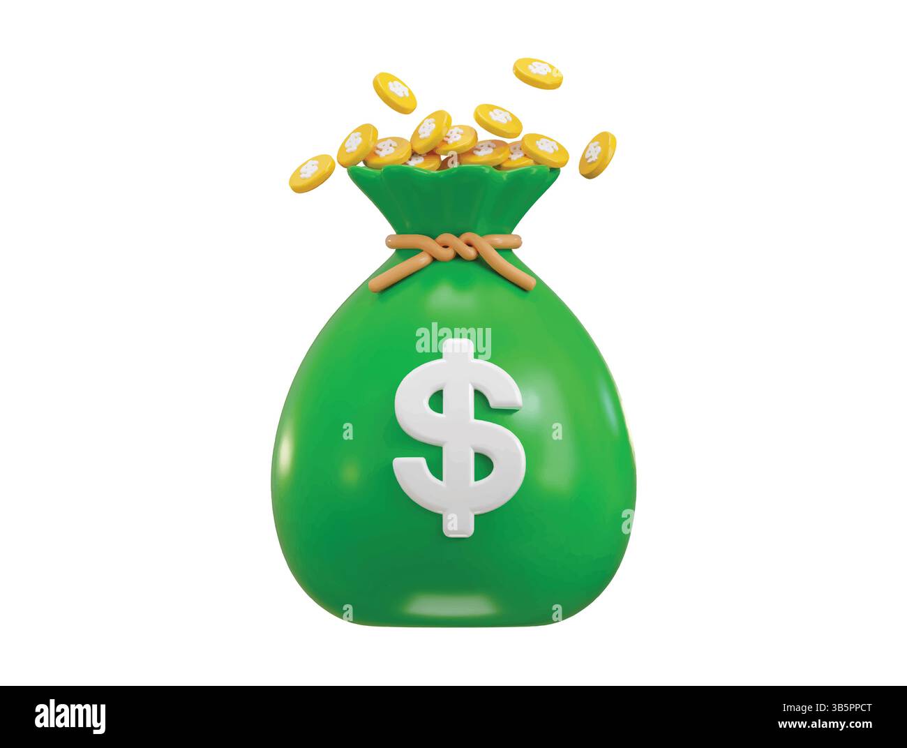 Money bag with gold coins icon 3d render concept of financial golden ...