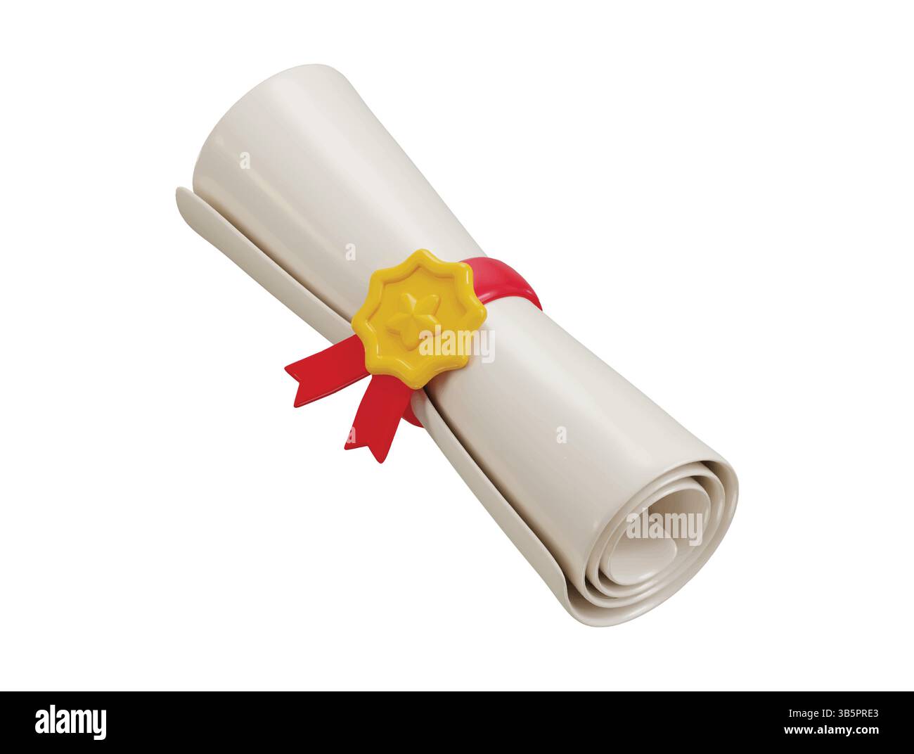 Diploma Graduation Rolled certificate icon with stamp and ribbon icon ...