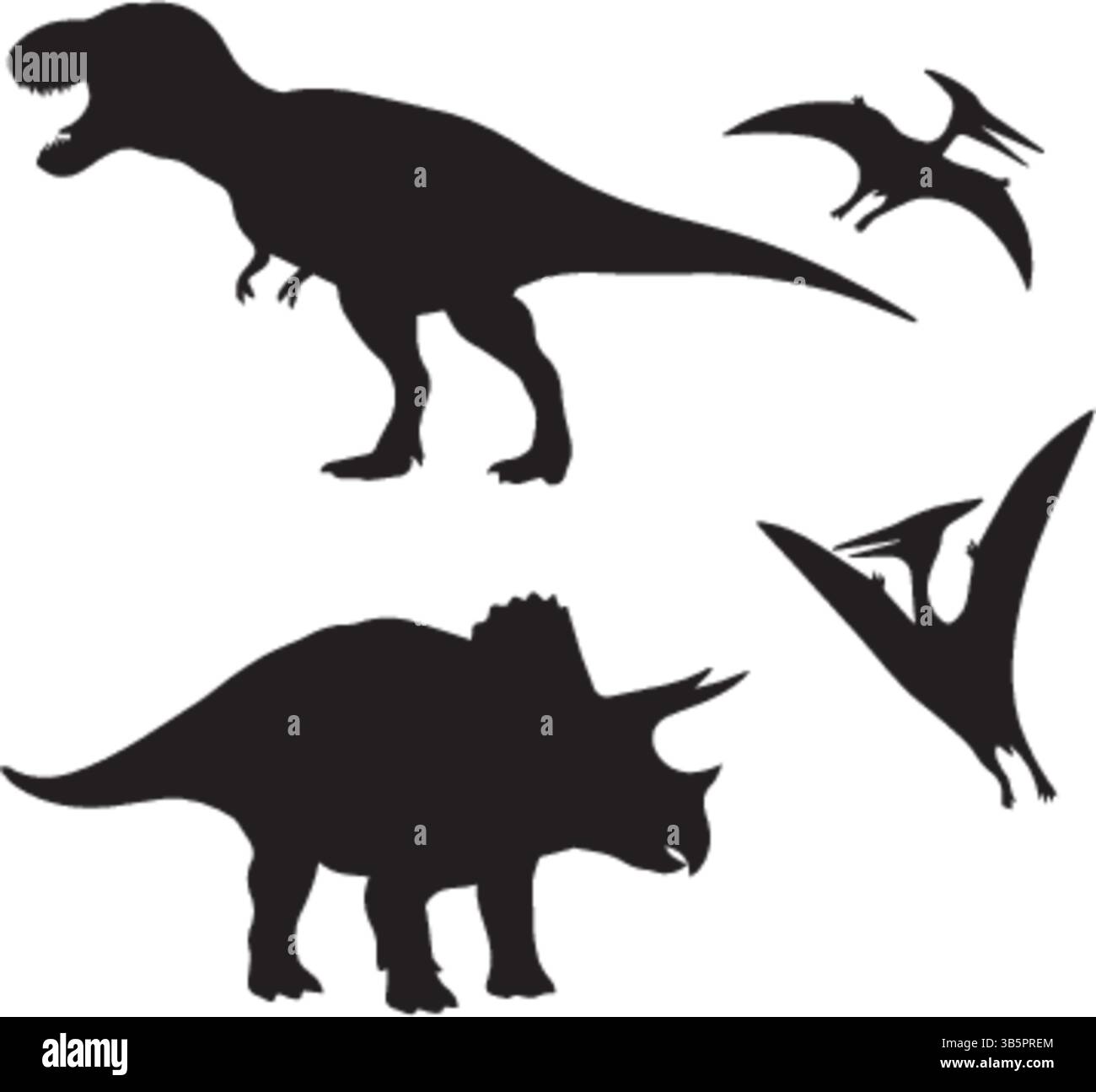 Prehistoric Creature Silhouettes: T-Rex, Triceratops & Pterosaurs ...