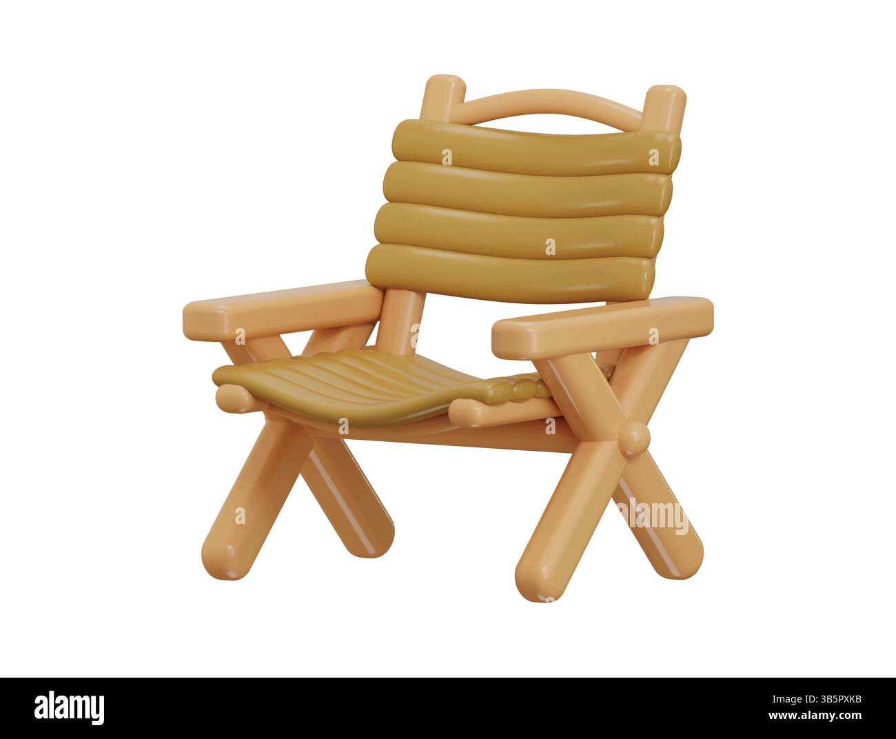 Wooden camping chair icon 3d render concept of Summer Adventure ...
