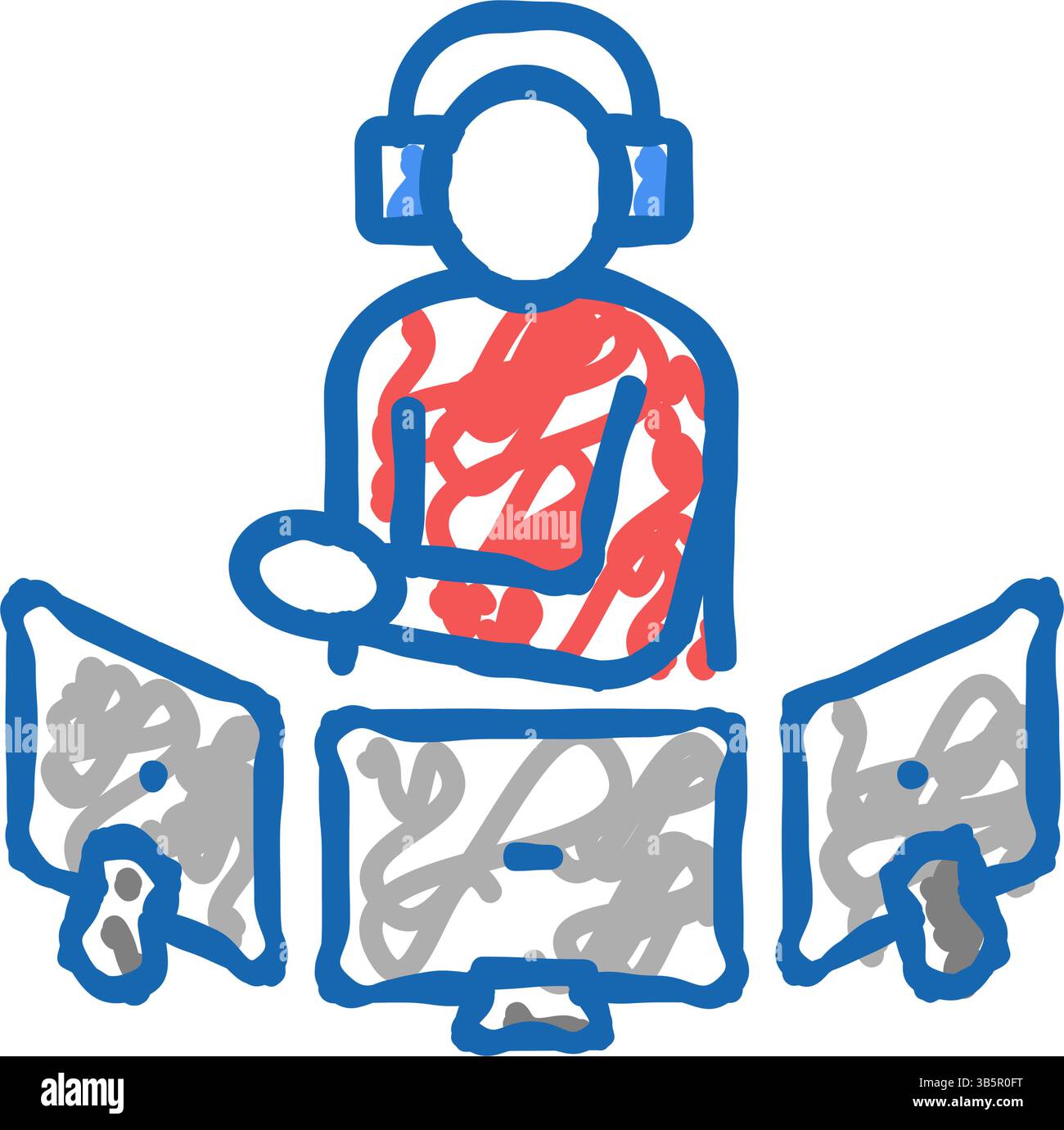 dispatcher controlling flight way icon doodle illustration Stock Vector ...