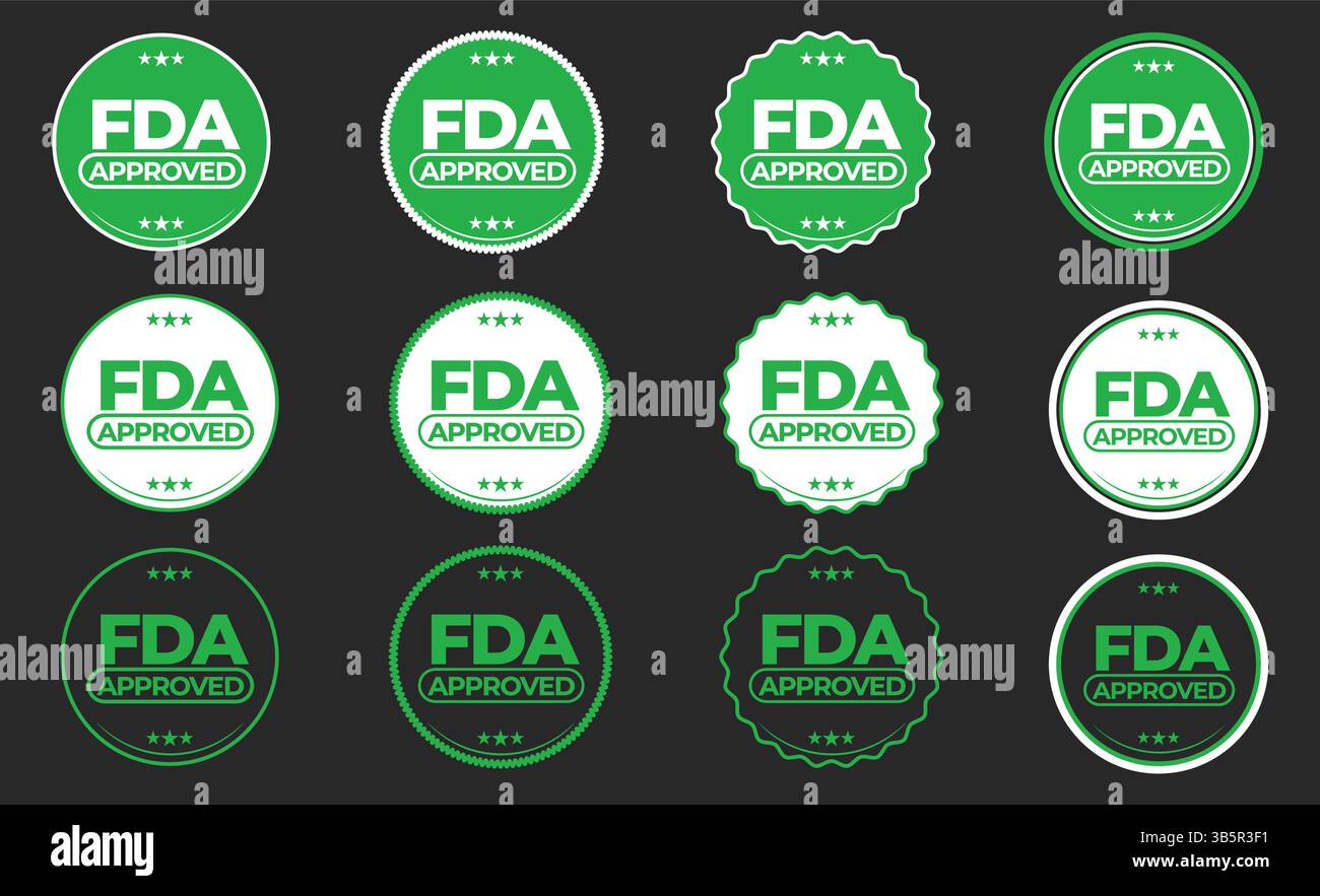 FDA Approved Label Vector Icons – Official Approval Stamp Design for ...