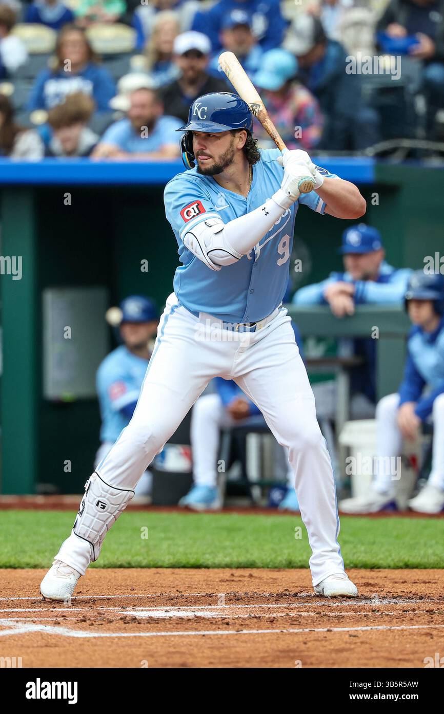 Kansas City, MO, USA. 27th Apr, 2025. Kansas City Royals first baseman ...