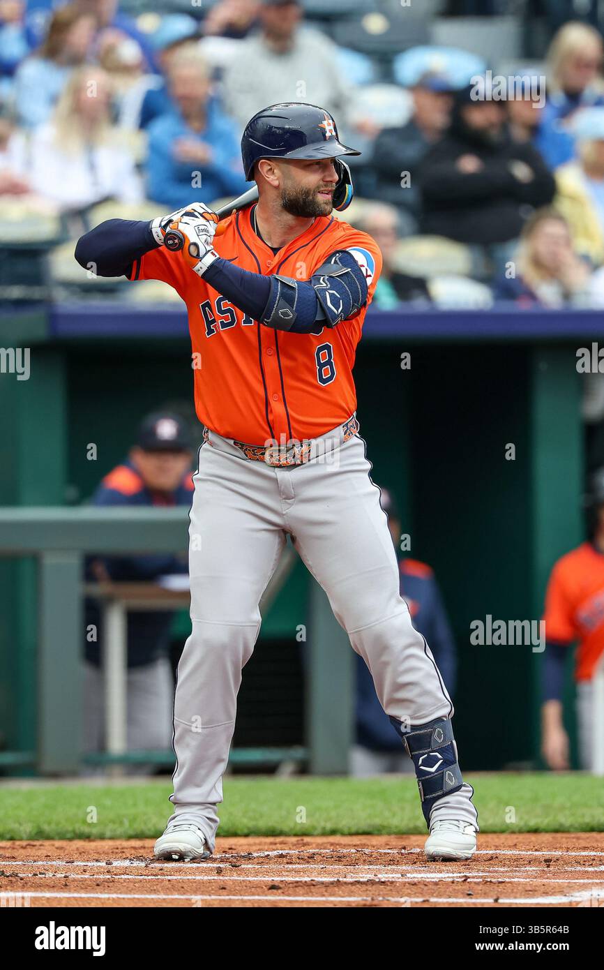 Kansas City, MO, USA. 27th Apr, 2025. Houston Astros first baseman ...
