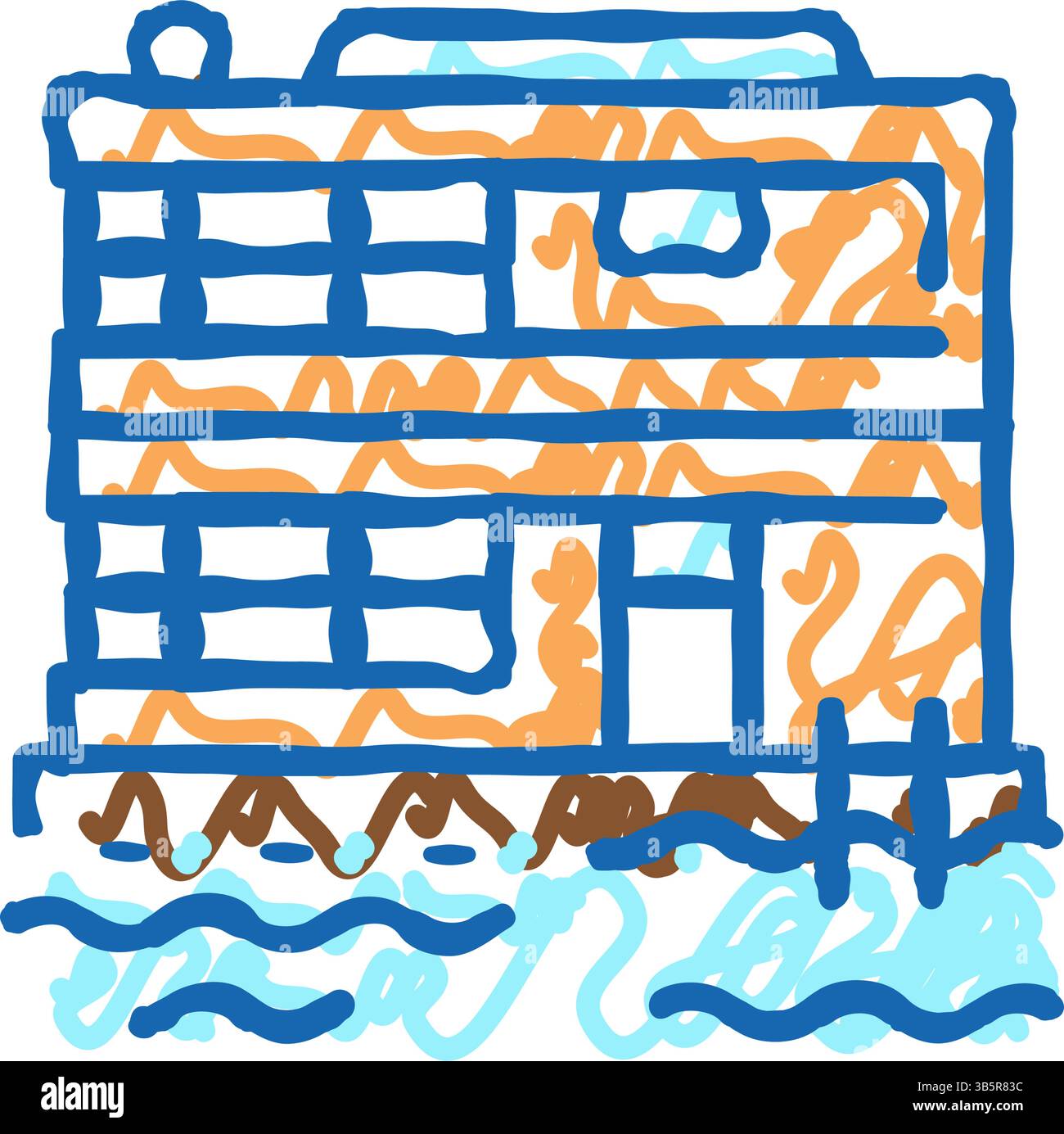 floating on water residence house icon doodle illustration Stock Vector ...