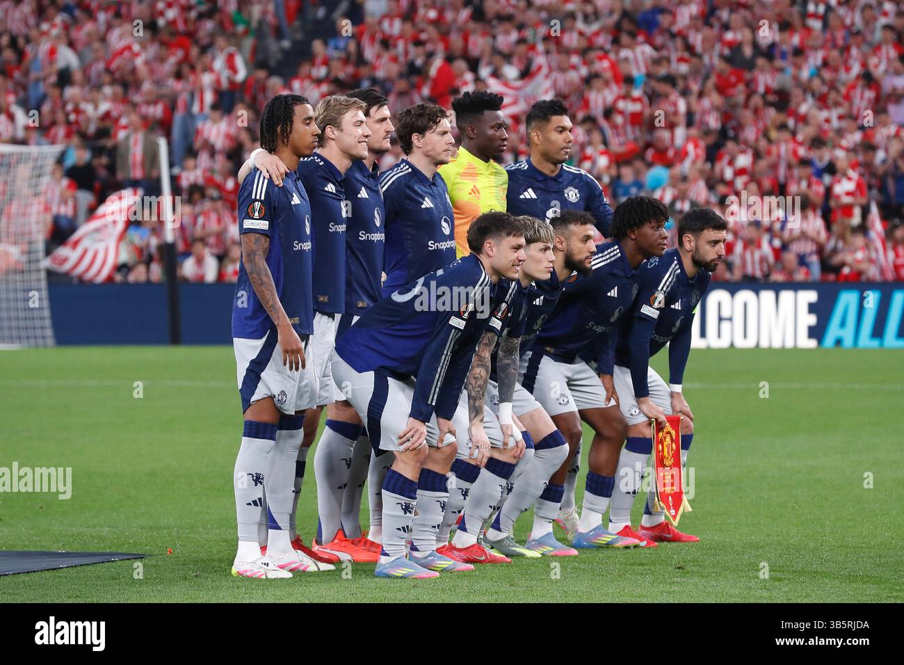 Bilbao, Spain. 1st May, 2025. Manchester United team group line-up ...