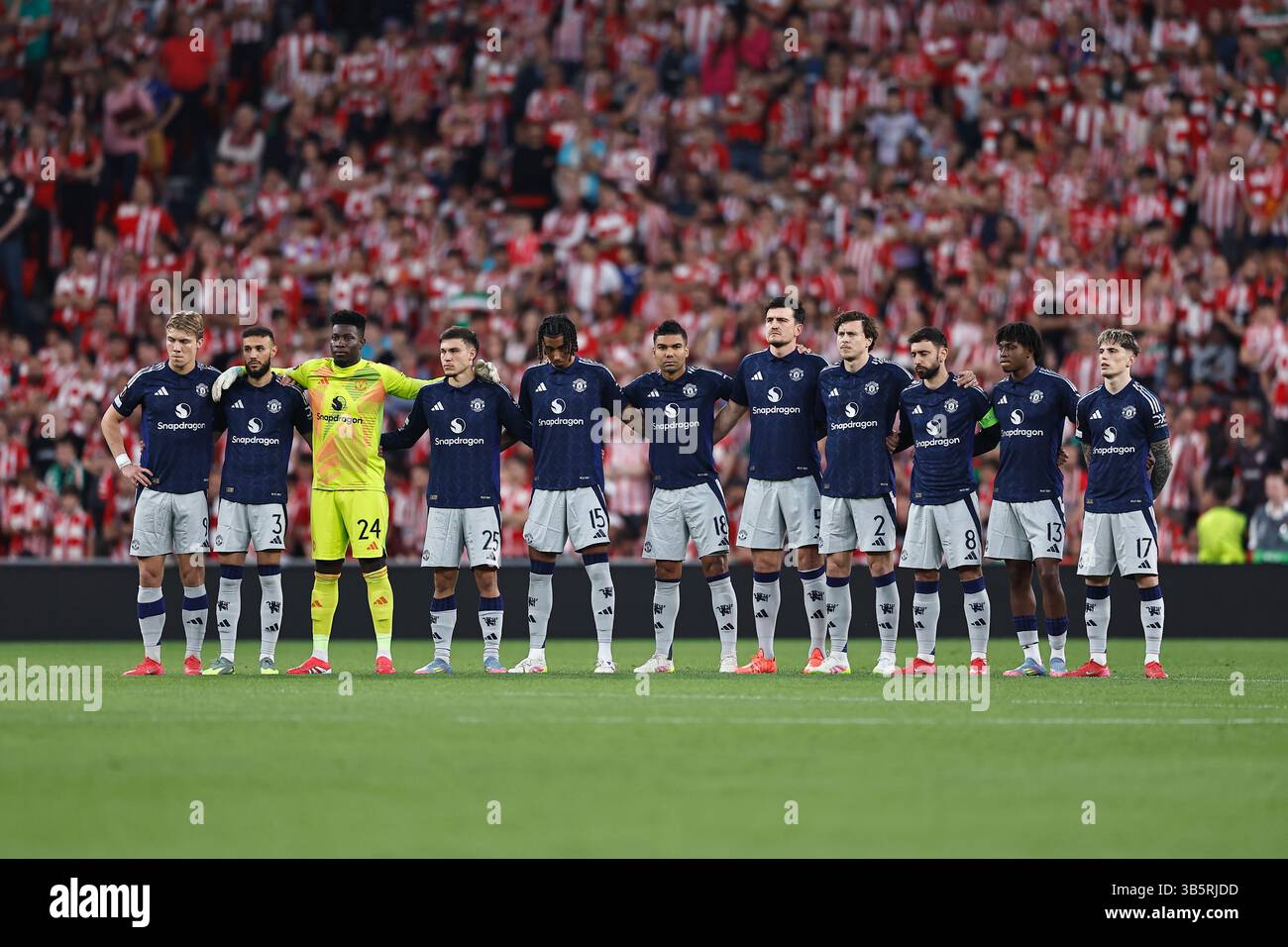 Bilbao, Spain. 1st May, 2025. Manchester United team group line-up ...