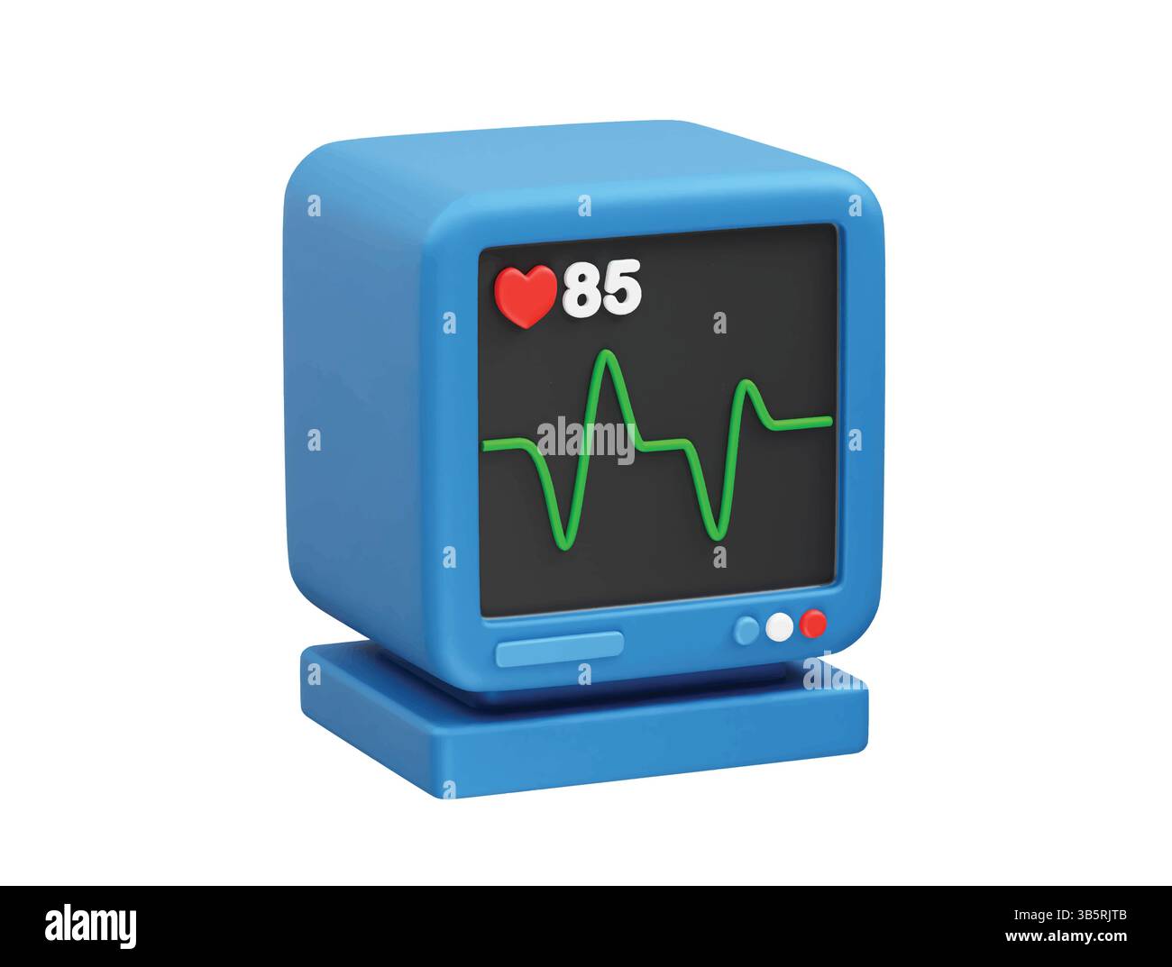 Medical Heart Monitor Showing Heart Rate and EKG Waveform icon 3d. ECG ...