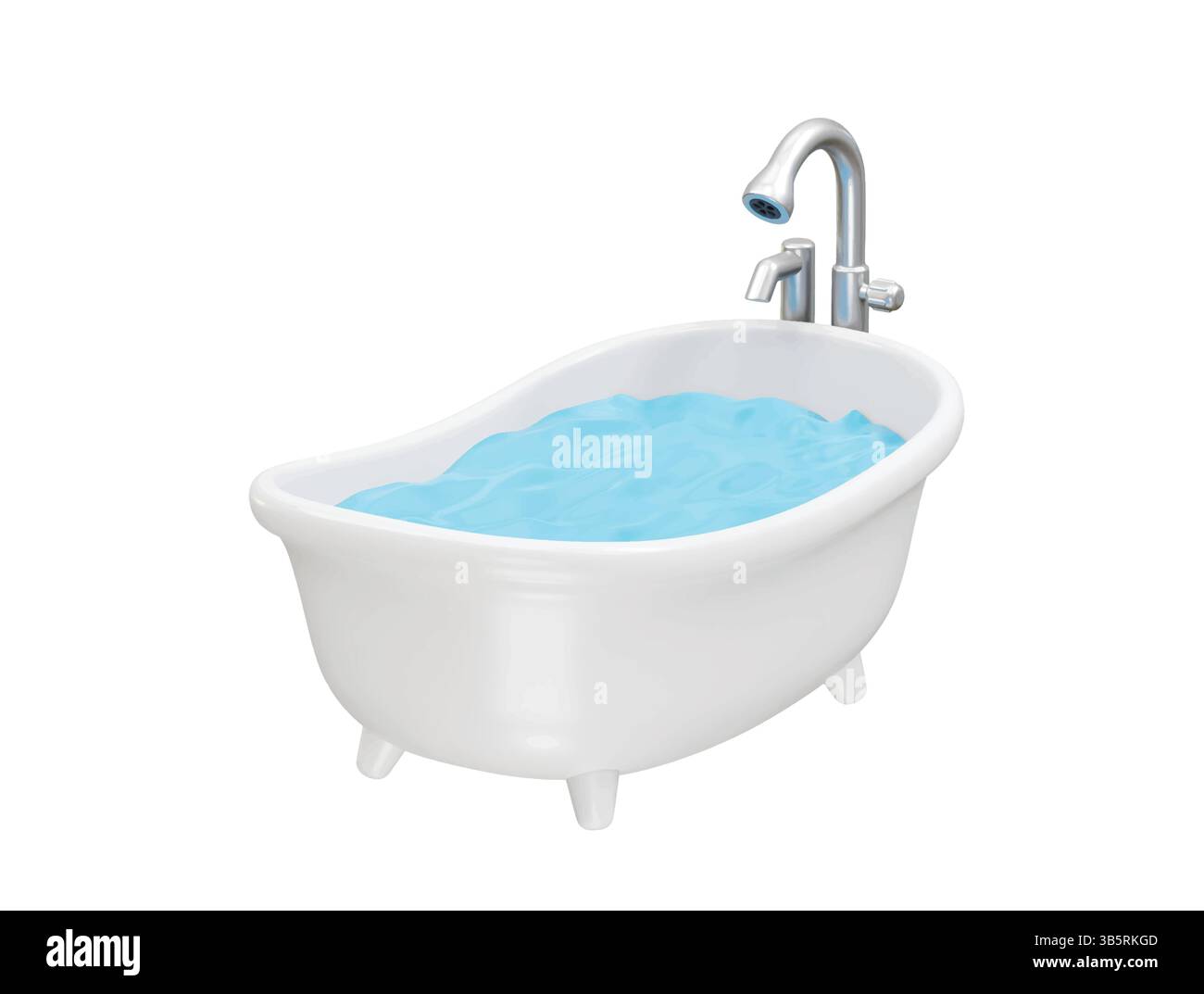 Bathtub with water icon 3d render illustration element Stock Vector ...